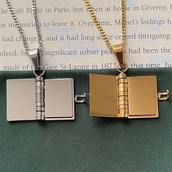 Retro Artistic Book English Letter Opening Necklaces – Nutricaodiaria