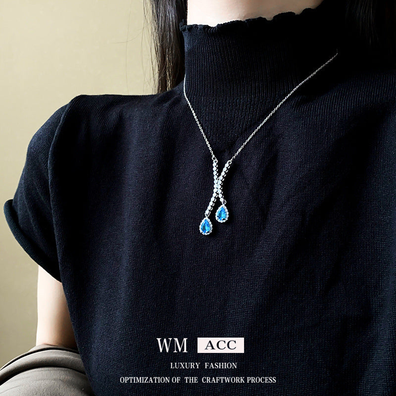 Cross Water Drop Three Fork Personality Fashion Necklaces – Nutricaodiaria