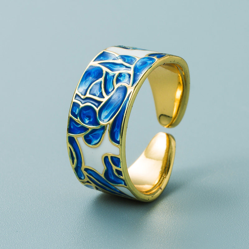 Copper Plated Real Gold Drop Oil Blue And Rings – Nutricaodiaria