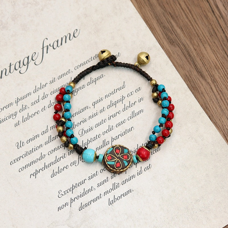 Retro Nepal Ancient Style Copper Bead Female Bracelets – Nutricaodiaria