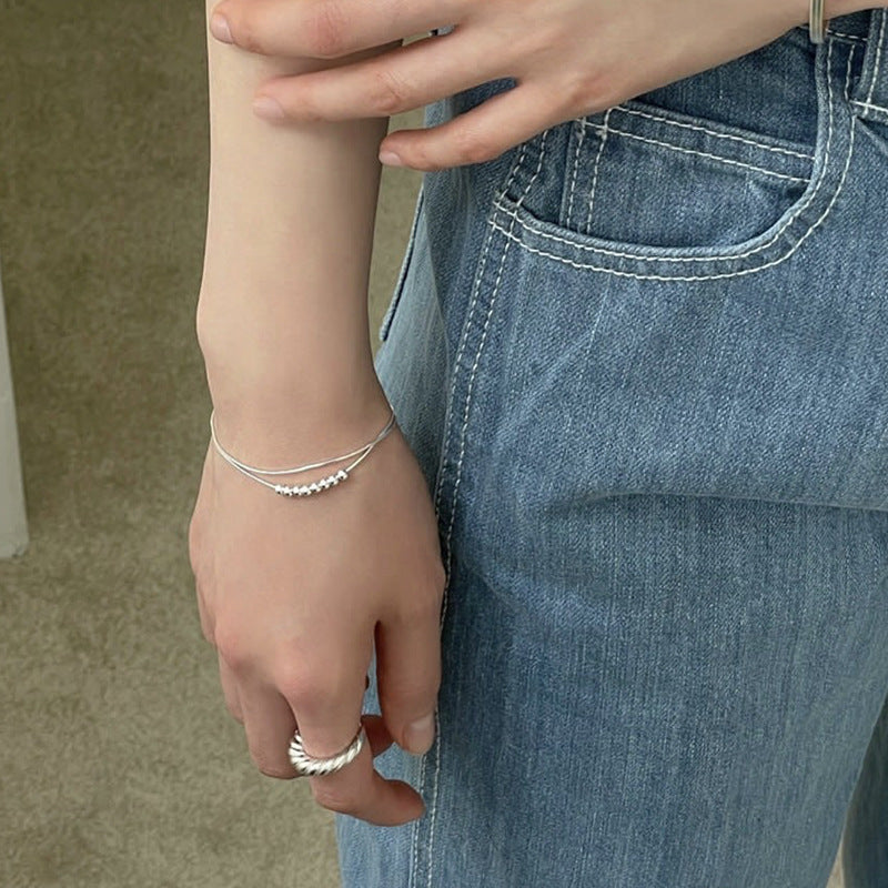 Women's Snake Bones Chain High-grade For Round Beads Design Bracelets – Nutricaodiaria