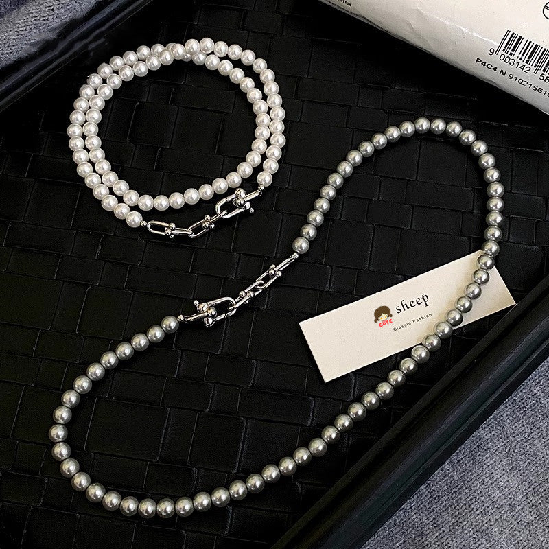 Pearl Female Retro Affordable Luxury Advanced Vachette Clasp Sweater ...