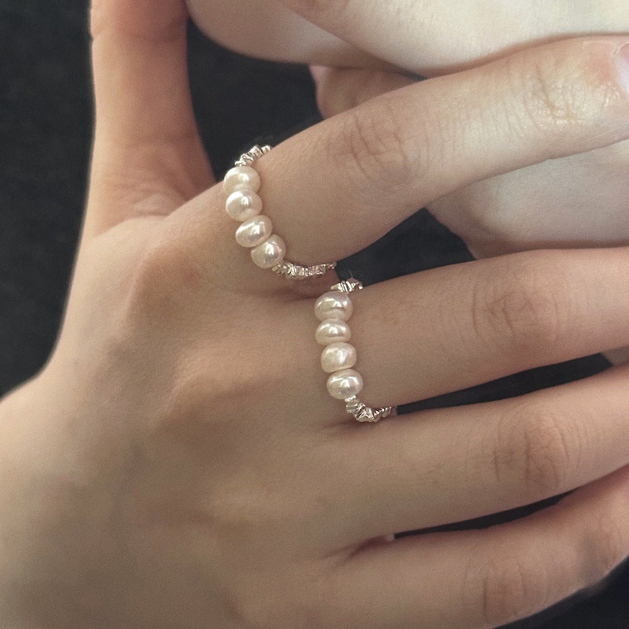 Sterling Sier Natural Freshwater Stringed Pearls Rings – Nutricaodiaria